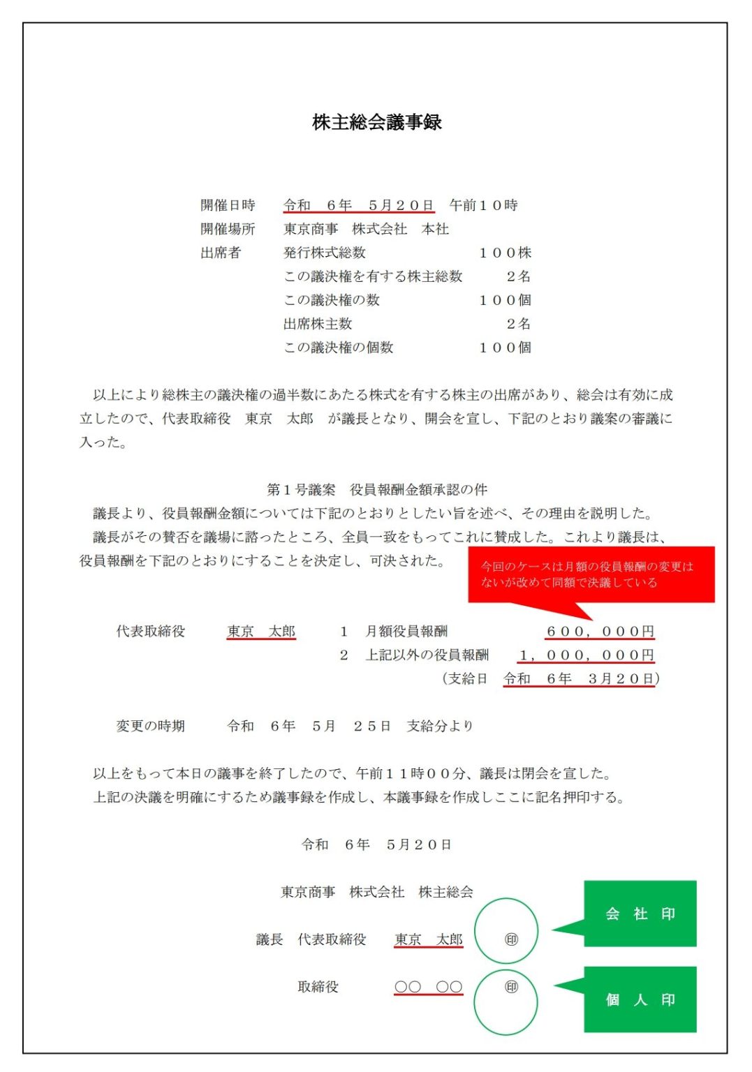役員報酬変更の基本：定期同額給与の議事録の記載例とひな形の無料ダウンロード | 大阪・東京 寺田税理士･社会保険労務士事務所